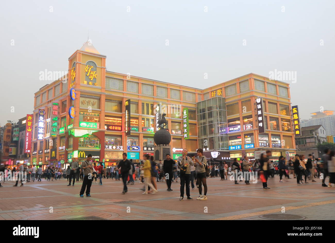 People visit Shangxiajiu pedestrian street in Guangzhou China ...