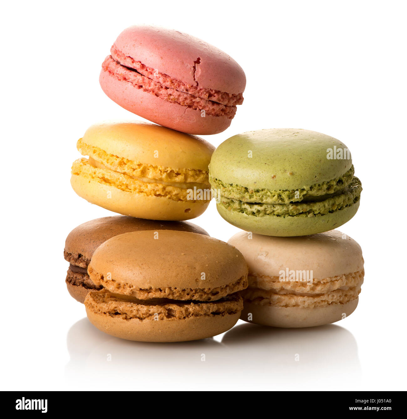 Heap of sweet french macarons isolated on a white background Stock ...