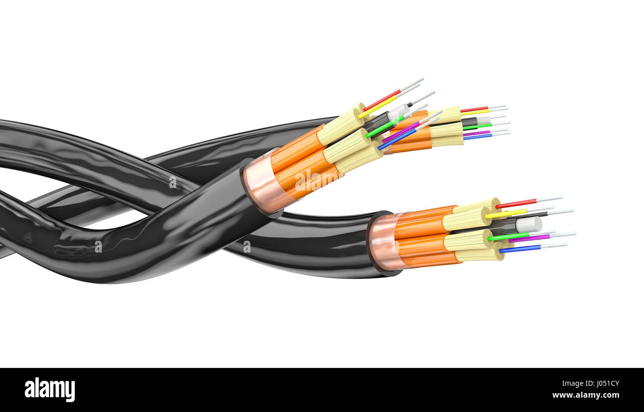 fiber optics cable isolated on white background 3d rendering image ...