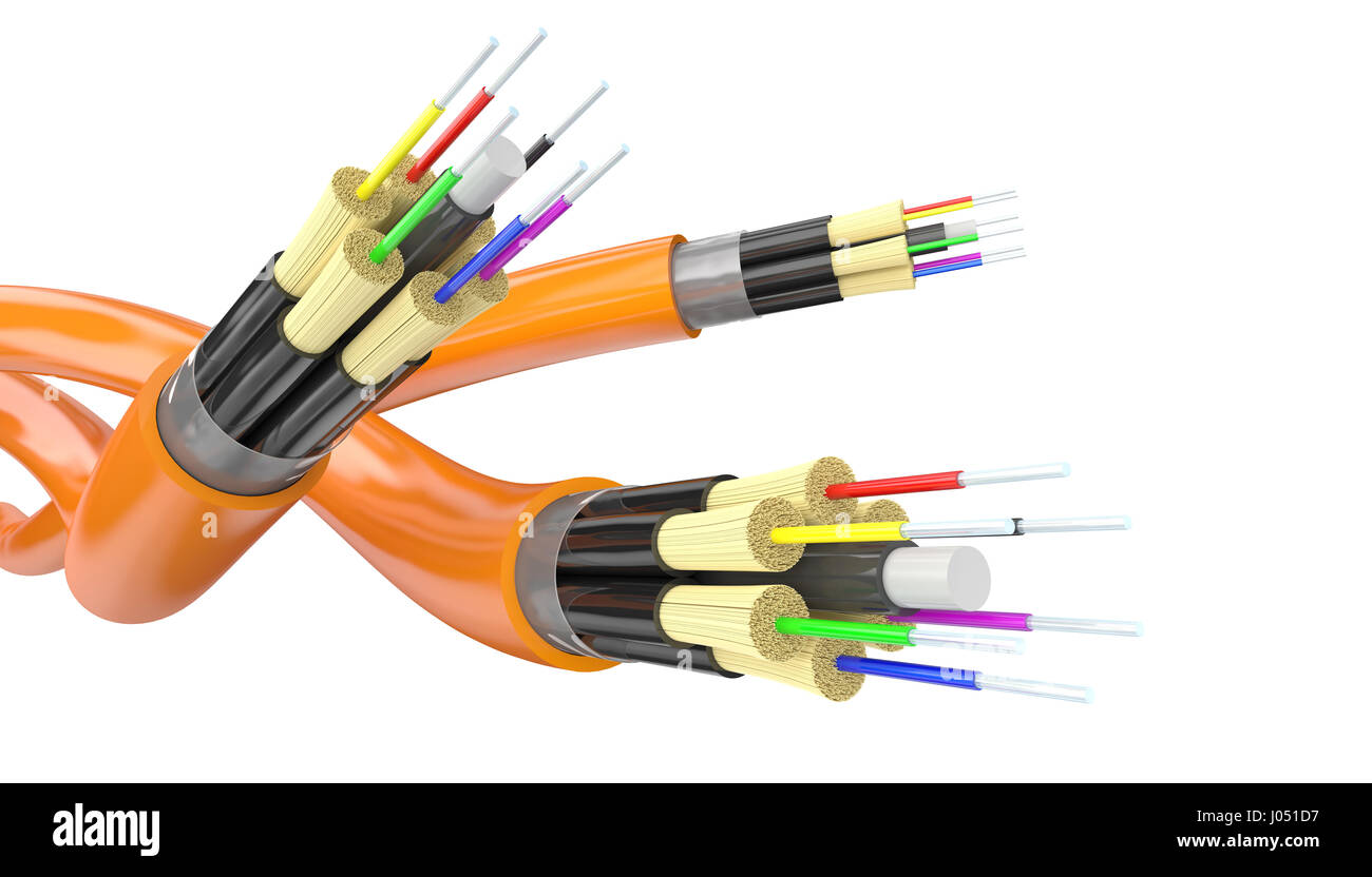 optical fiber concept 3d rendering image isolated on white background ...