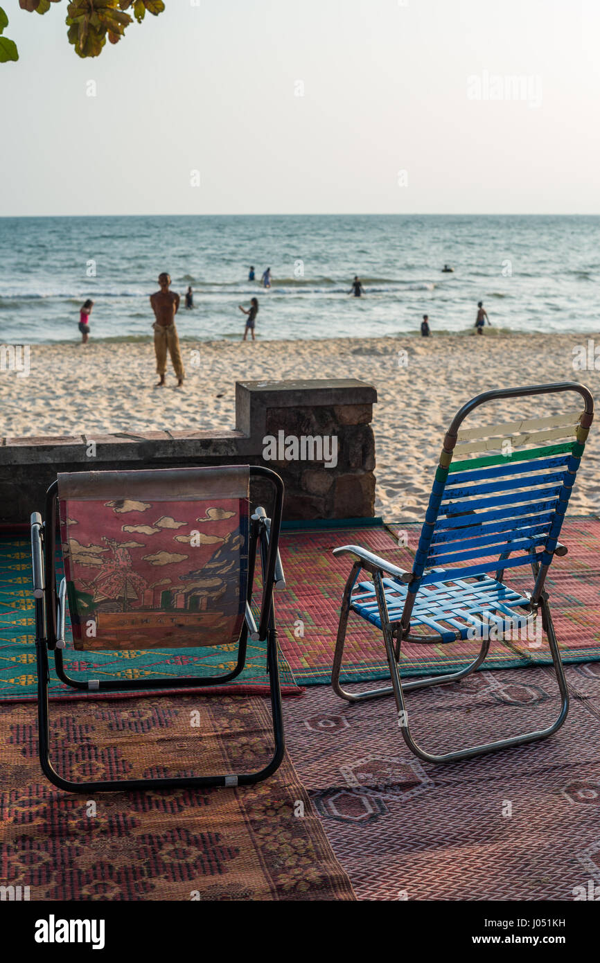 Local people on the beach of the village Keb, Cambodia, Asia Stock ...