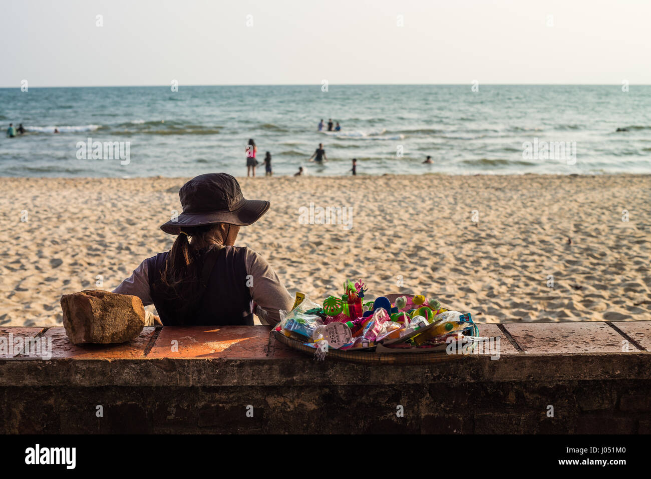 Local people on the beach of the village Keb, Cambodia, Asia Stock ...