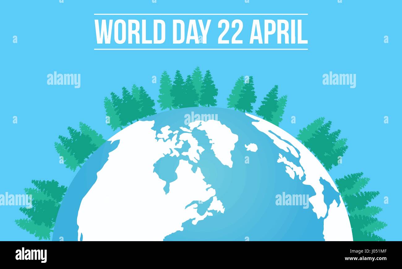 Earth Day with tree and world Stock Vector Image & Art - Alamy