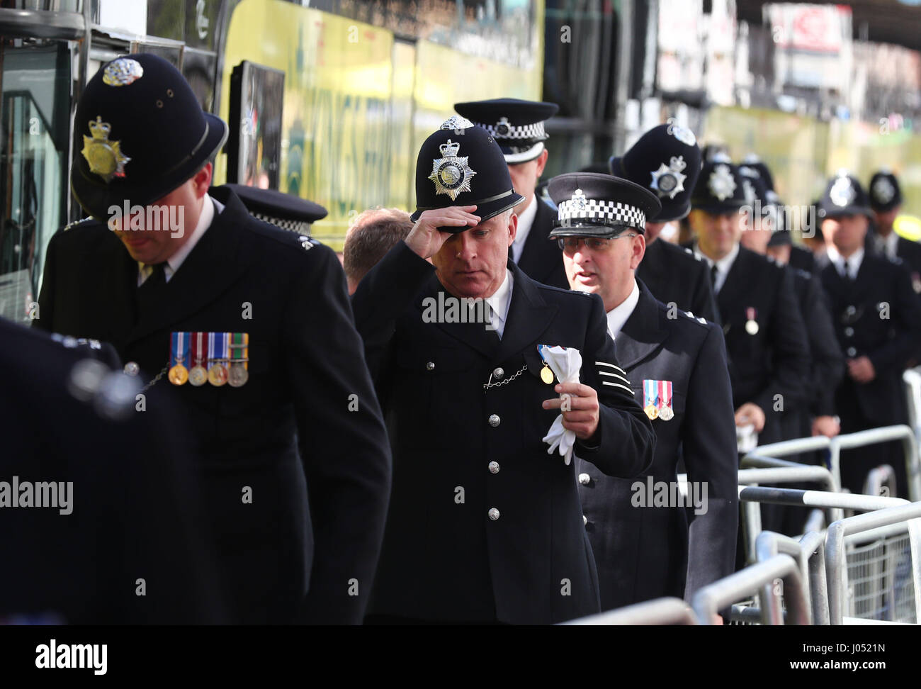 Police officers arrive near Southwark Cathedral in London, before the ...