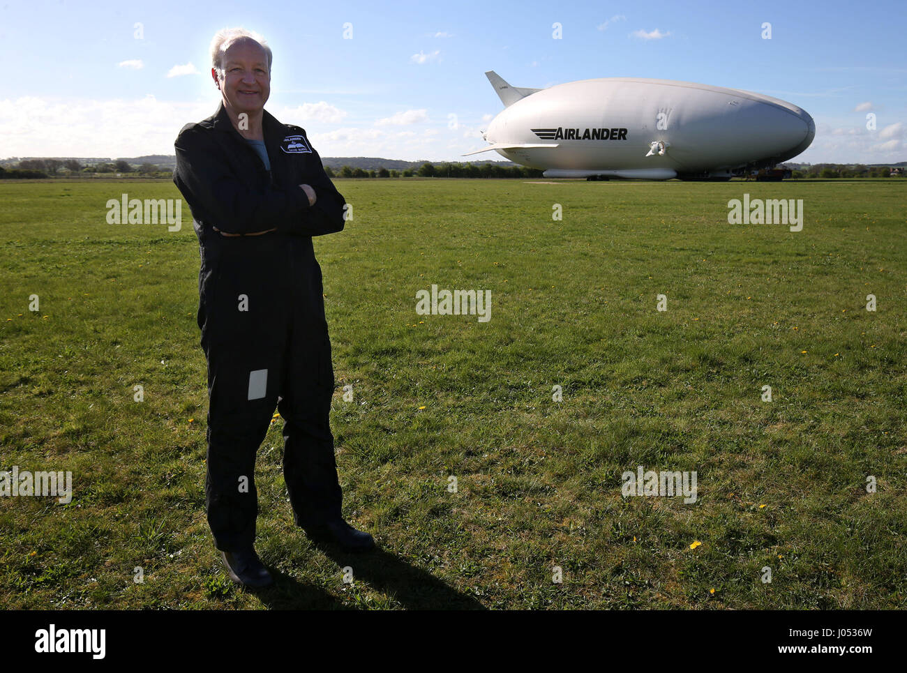 David Burns chief test pilot alongside the Airlander 10, part plane ...