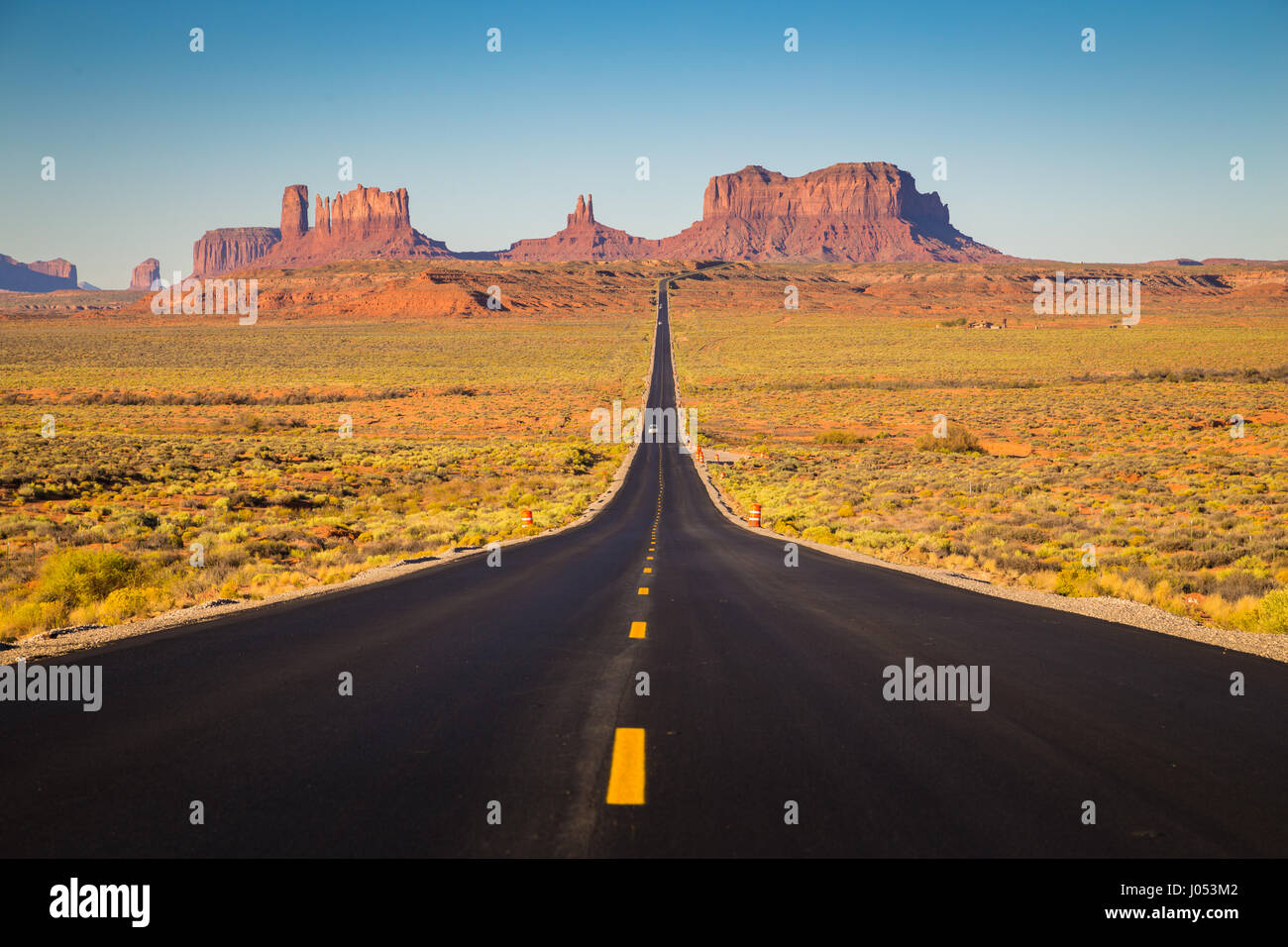 Classic panorama view of historic U.S. Route 163 running through famous ...