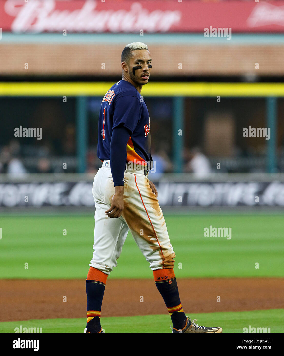 Houston, TX, USA. 9th Apr, 2017. Houston Astros shortstop Carlos Correa ...