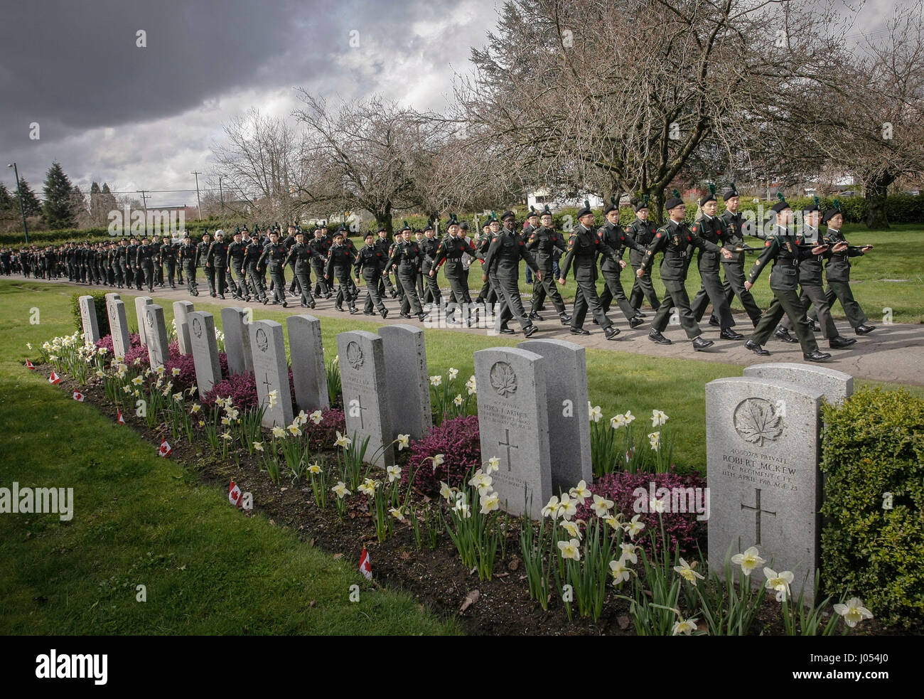 Vancouver. 10th Apr, 2017. Army cadets parade during a ceremony marking ...