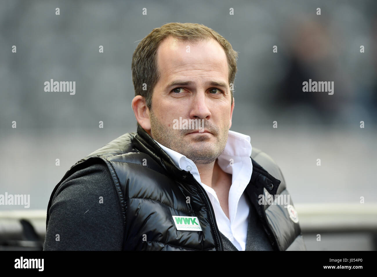 Berlin, Germany. 09th Apr, 2017. Augsburg's coach Manuel Baum seen at ...