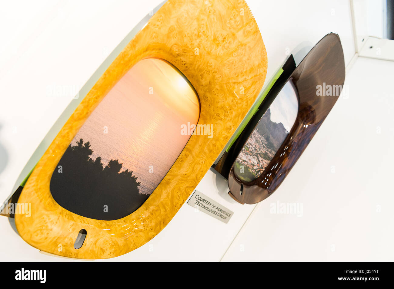 Hamburg, Germany. 04th Apr, 2017. Two aircraft window panels that ...