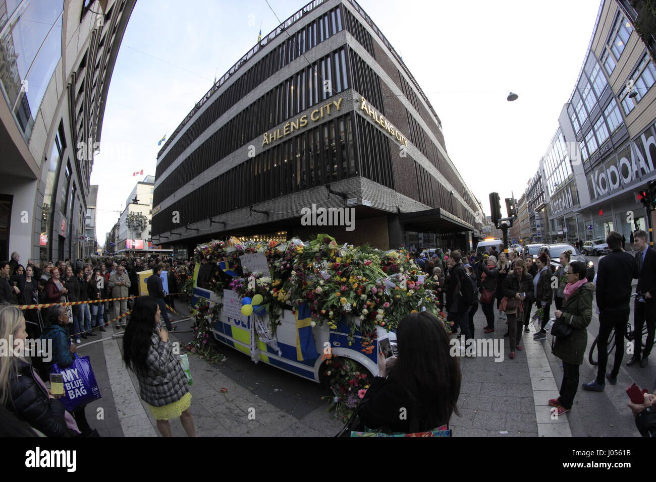 Swedish polis car covered with flowers hi-res stock photography and ...
