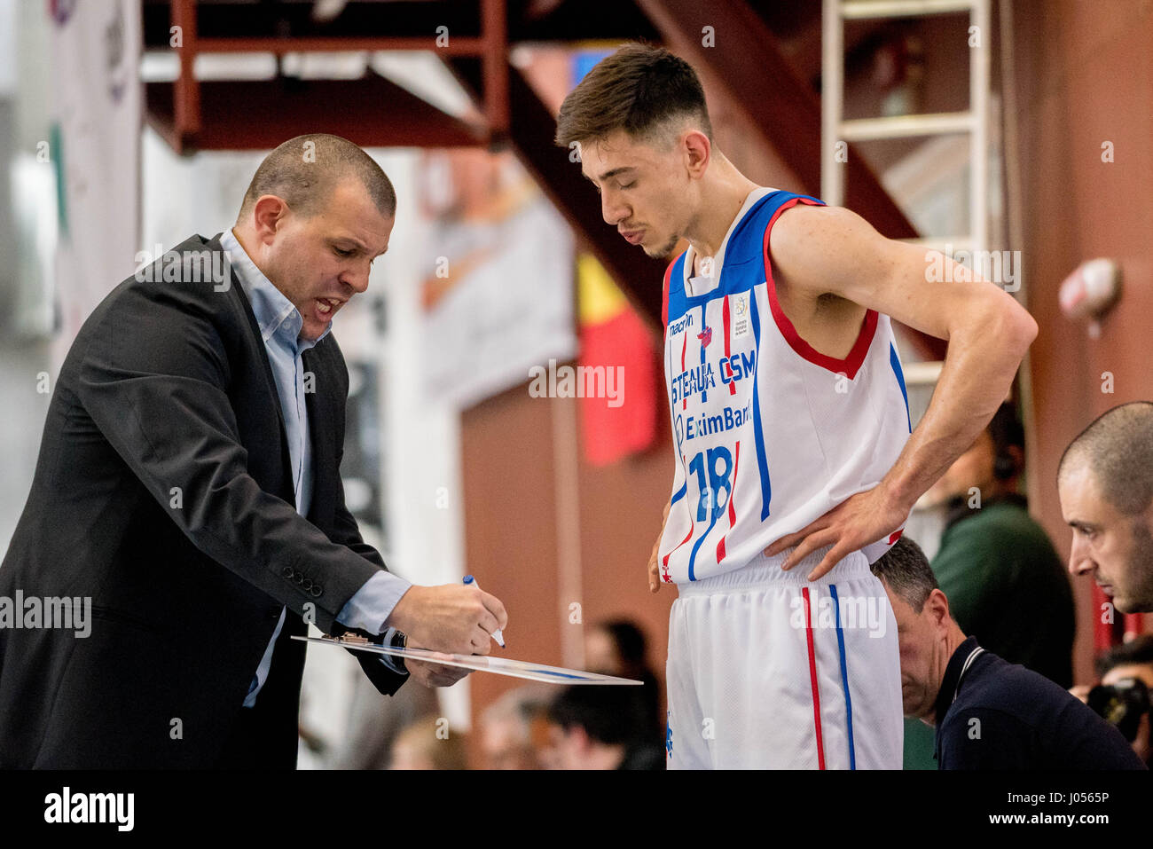 April 9, 2017:Marko Filipovic the head coach of Steaua CSM EximBank ...
