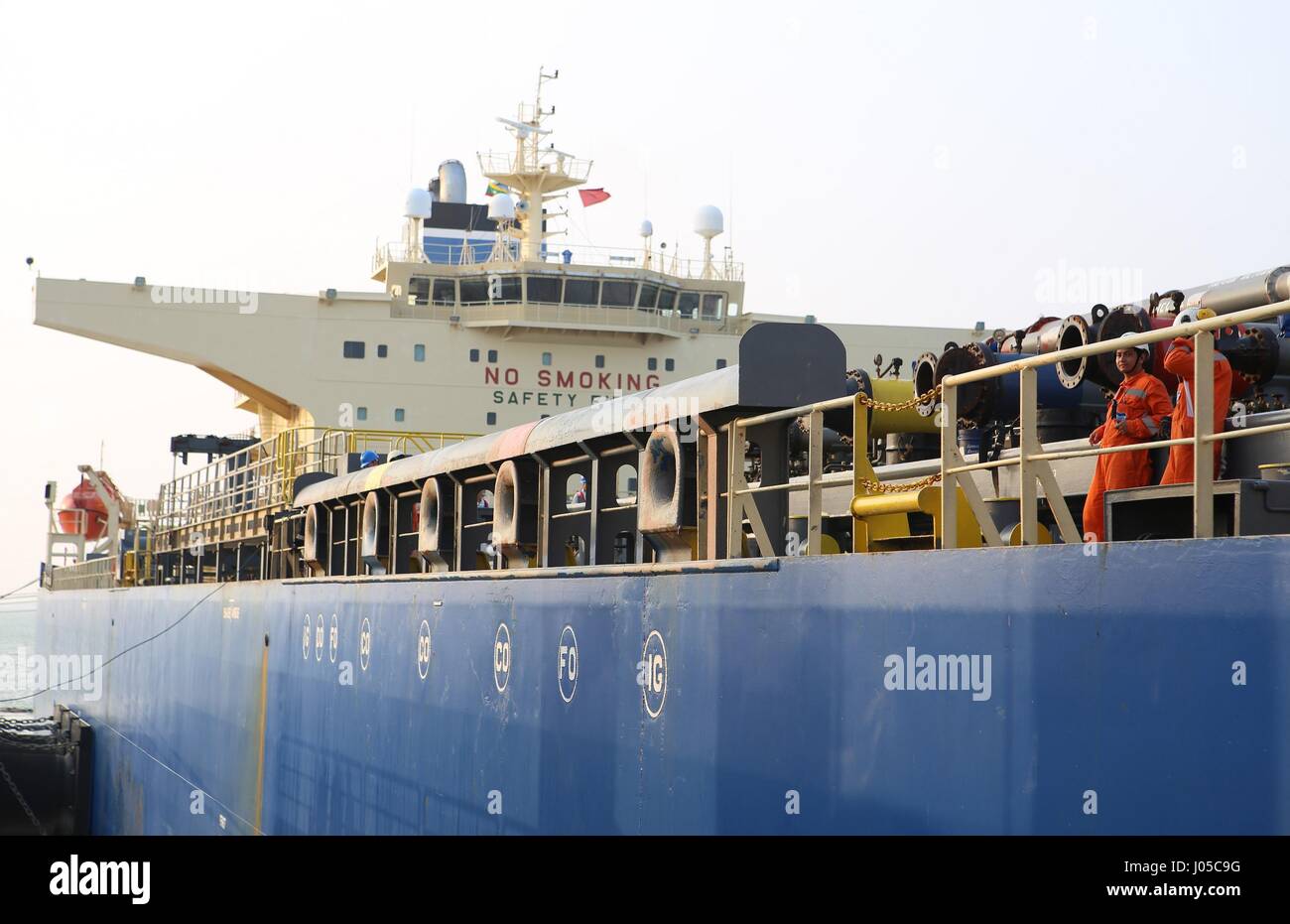 Made Island, Myanmar. 10th Apr, 2017. A 140,000-ton crude oil tanker ...