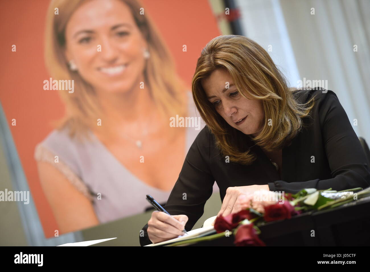 Madrid, Spain. 10th Apr, 2017. Politician attending the burial of Carme ...