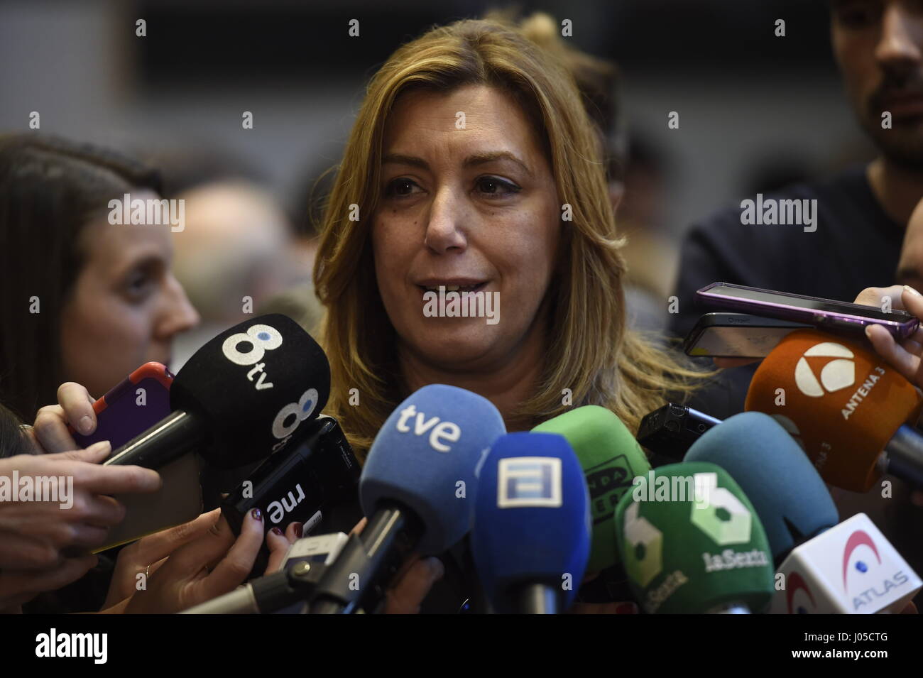 Madrid, Spain. 10th Apr, 2017. Politician attending the burial of Carme ...
