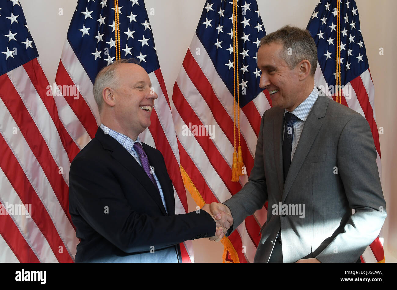 Leipzig, Germany. 6th Apr, 2017. Kent D. Logsdon, ambassador of the US ...