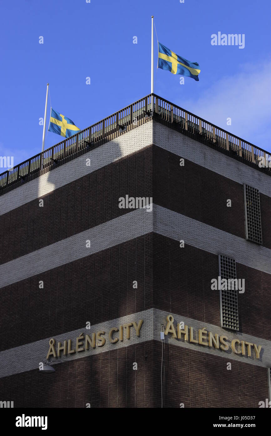 Stockholm, Sweden. 10th April, 2017. Swedish flags fly half-staff on ...