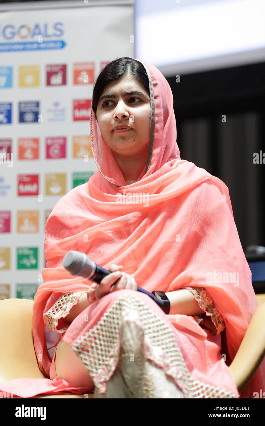 United Nations. 10th Apr, 2017. Malala Yousafzai is seen during her ...