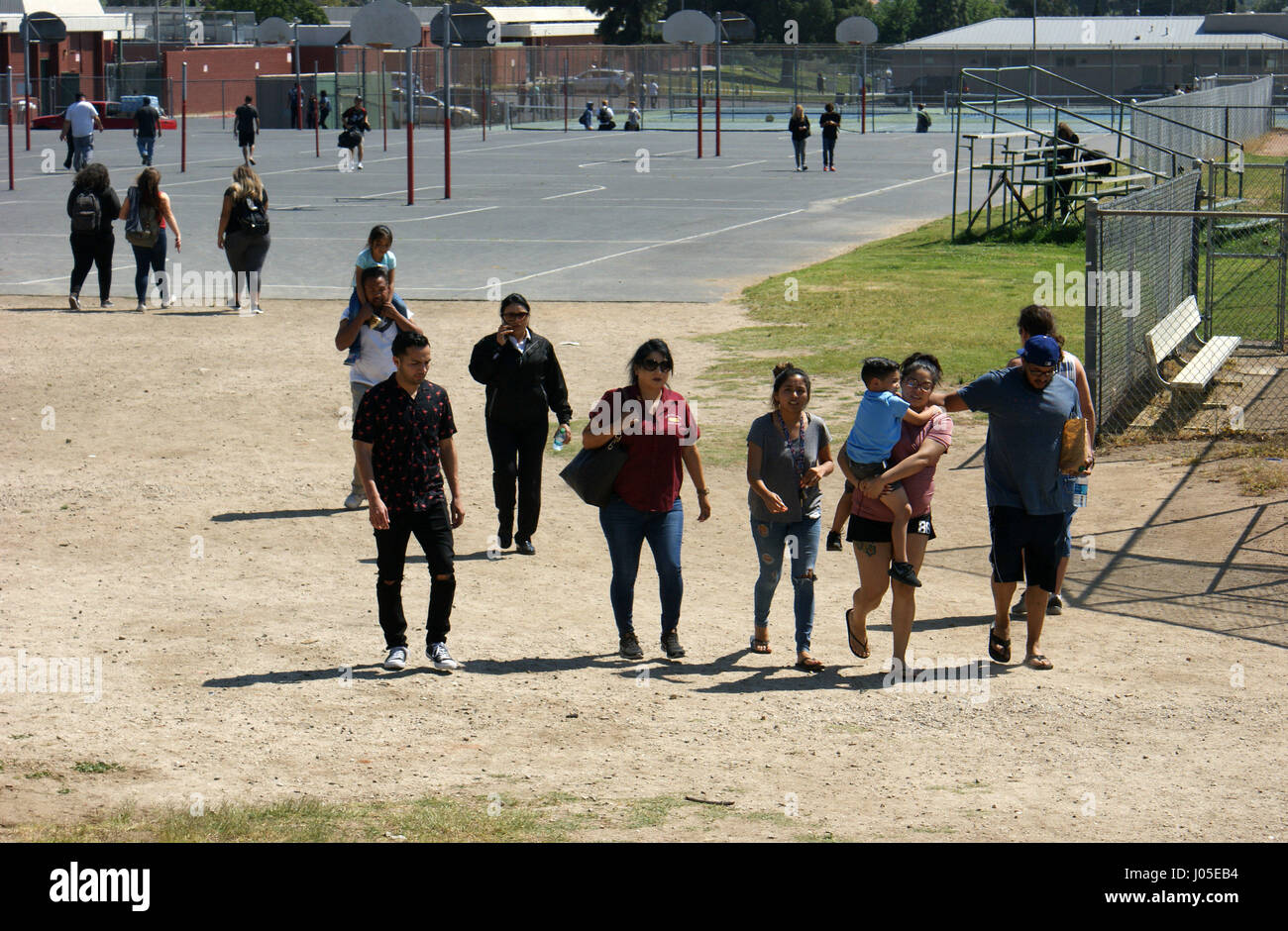 San Bernardino, USA. 10th Apr, 2017. Students leave the North Park ...