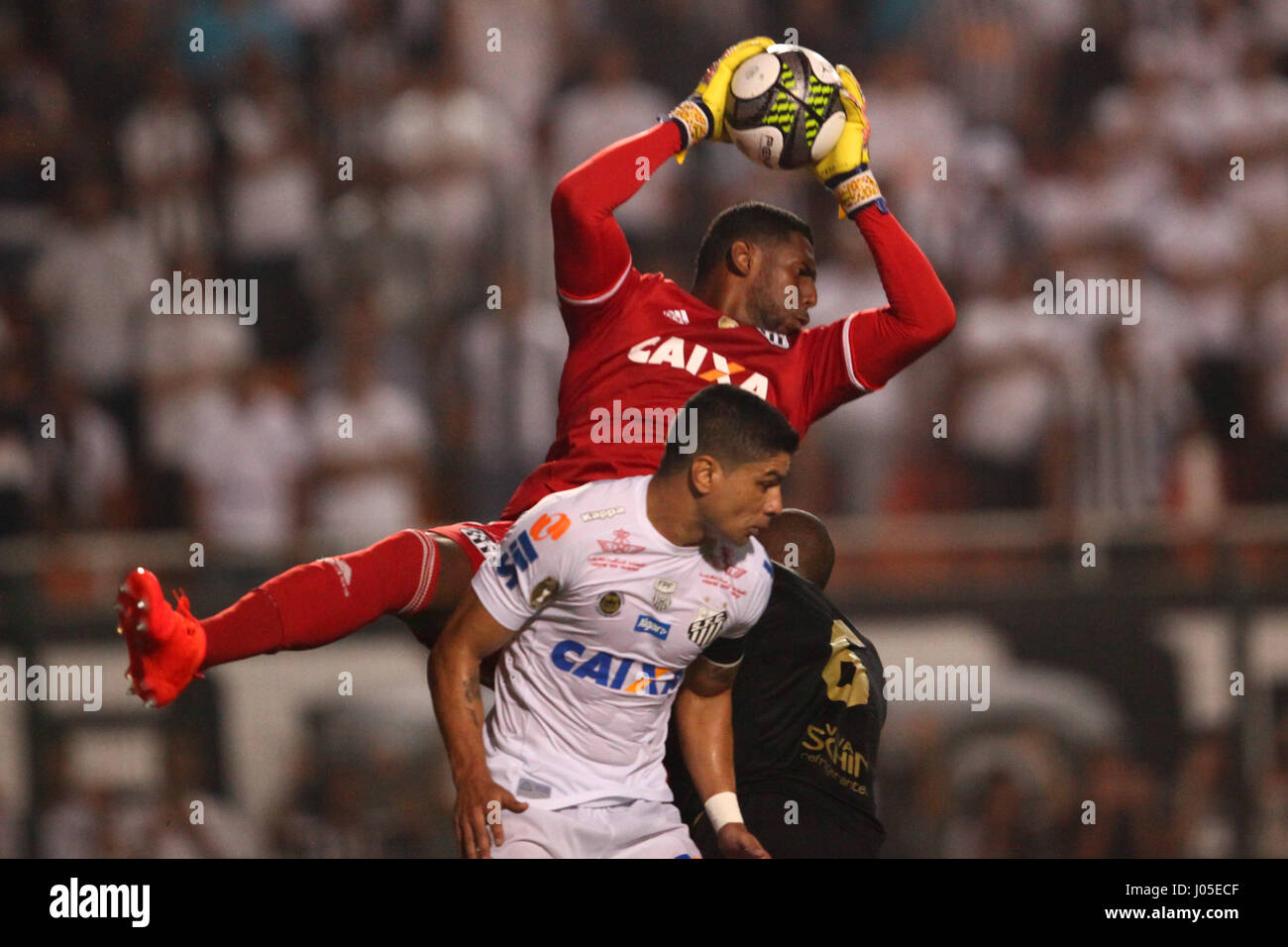 Sao Paulo, Brazil. 10th Apr, 2017. SANTOS X PONTE PRETA - Spider during ...