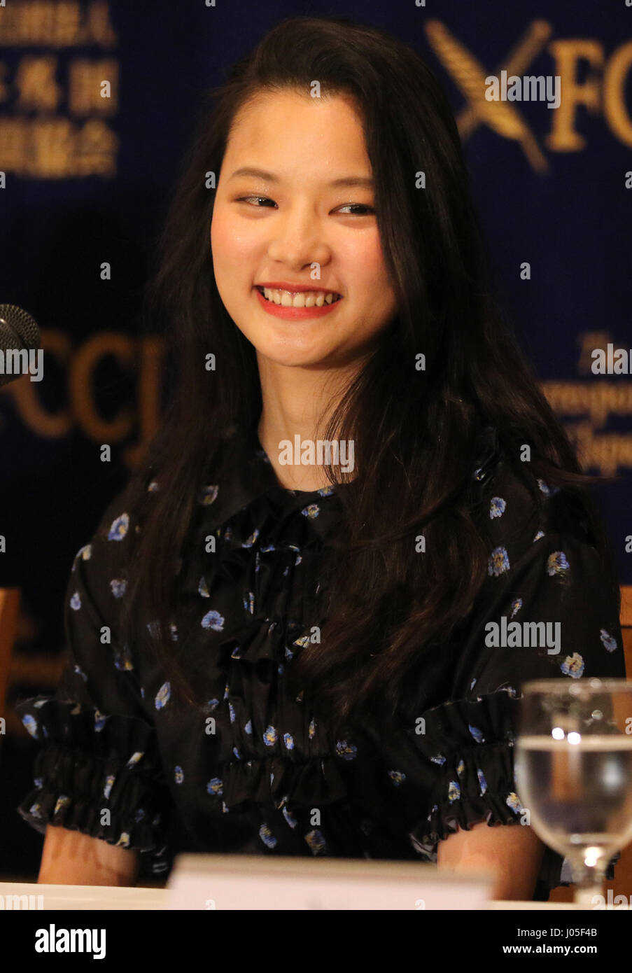 Tokyo, Japan. 10th Apr, 2017. Japanese actress Lisa Oda speaks after a ...