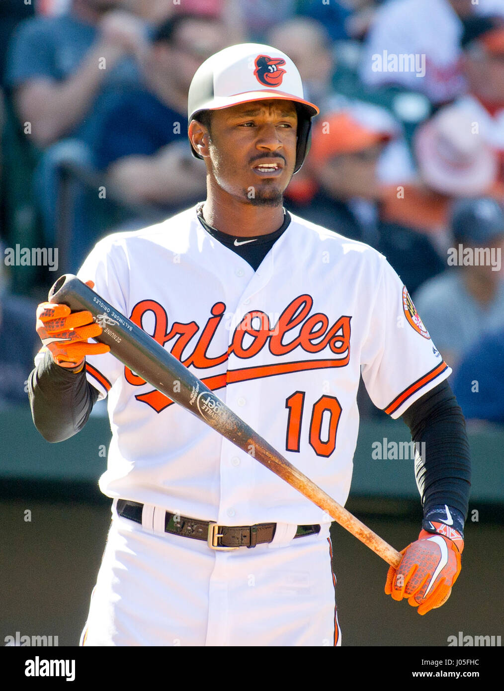 Baltimore, Us. 09th Apr, 2017. Baltimore Orioles center fielder Adam ...