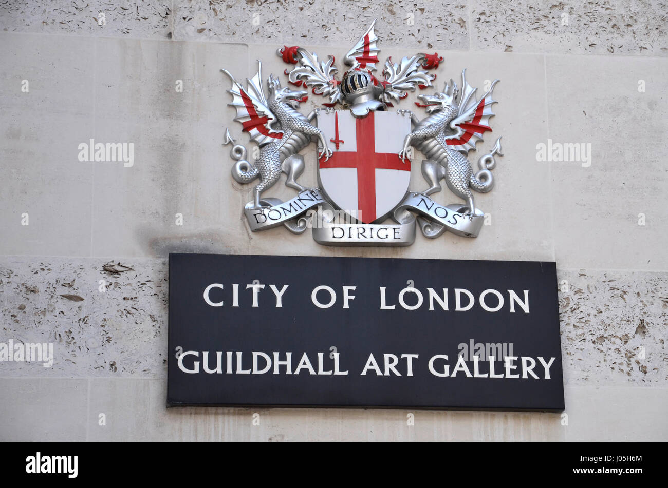 The sign of the Guildhall Art gallery in the City of London Stock Photo ...