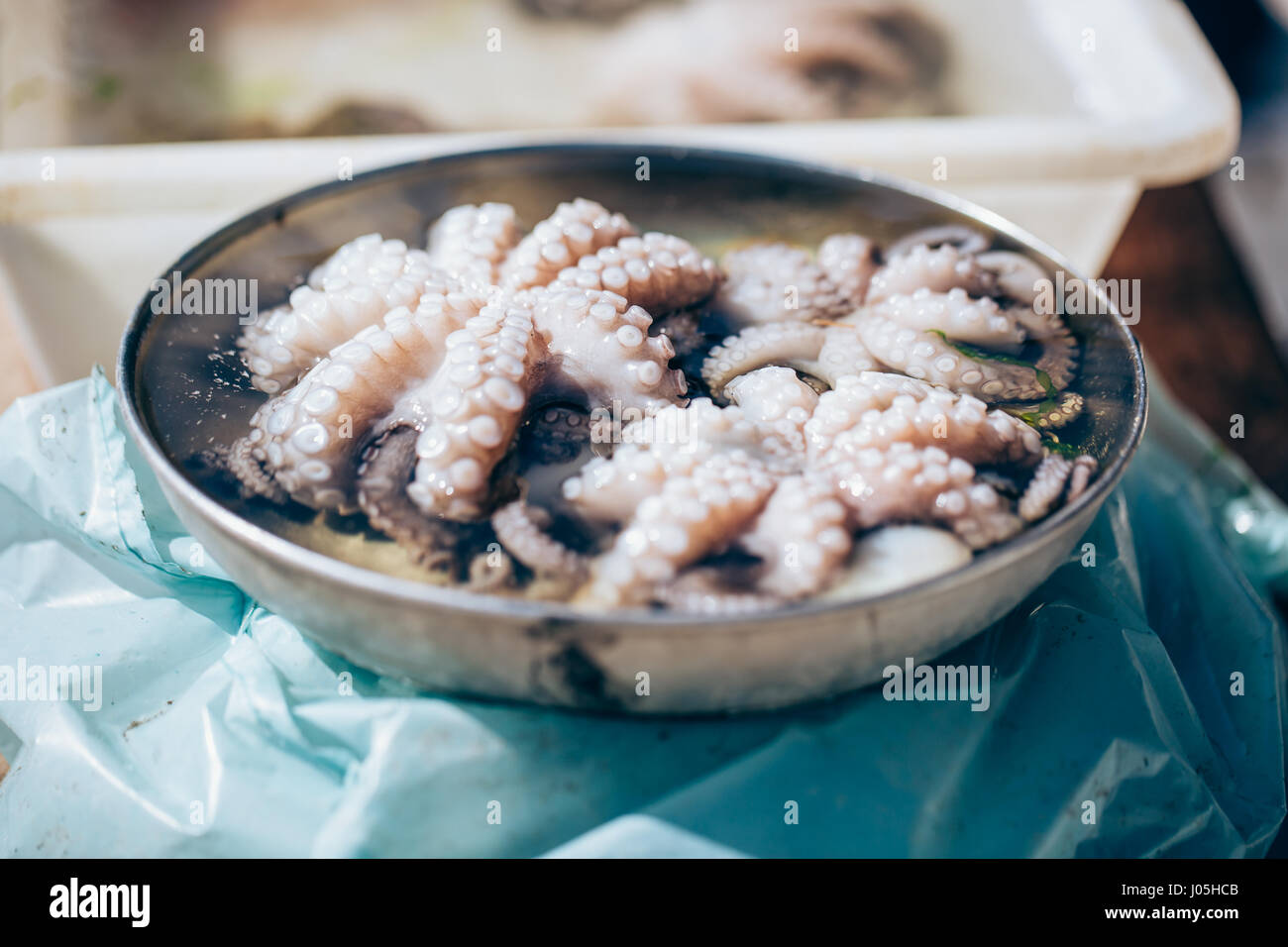 Fresh raw octopus at the fish market in Bari, Puglia, ITaly Stock Photo ...