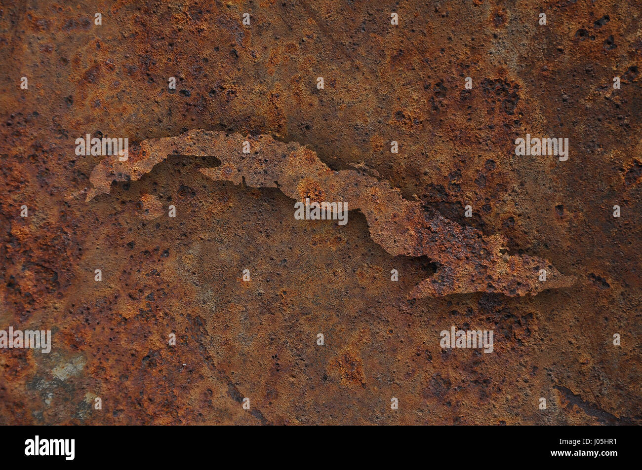 Map of Cuba on rusty metal Stock Photo - Alamy