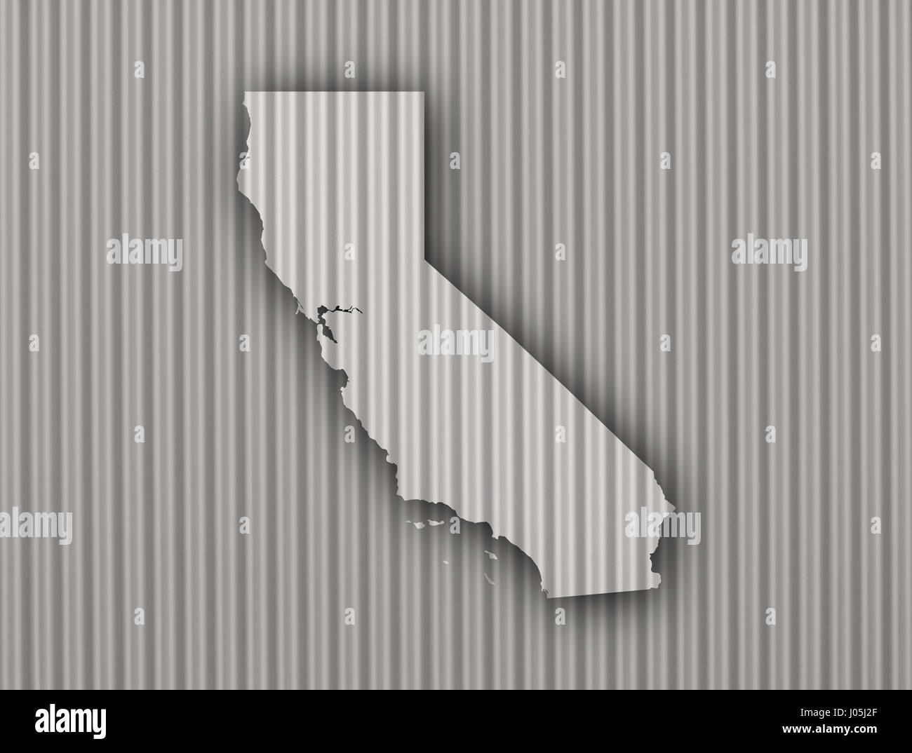 Map of California on corrugated iron Stock Photo - Alamy