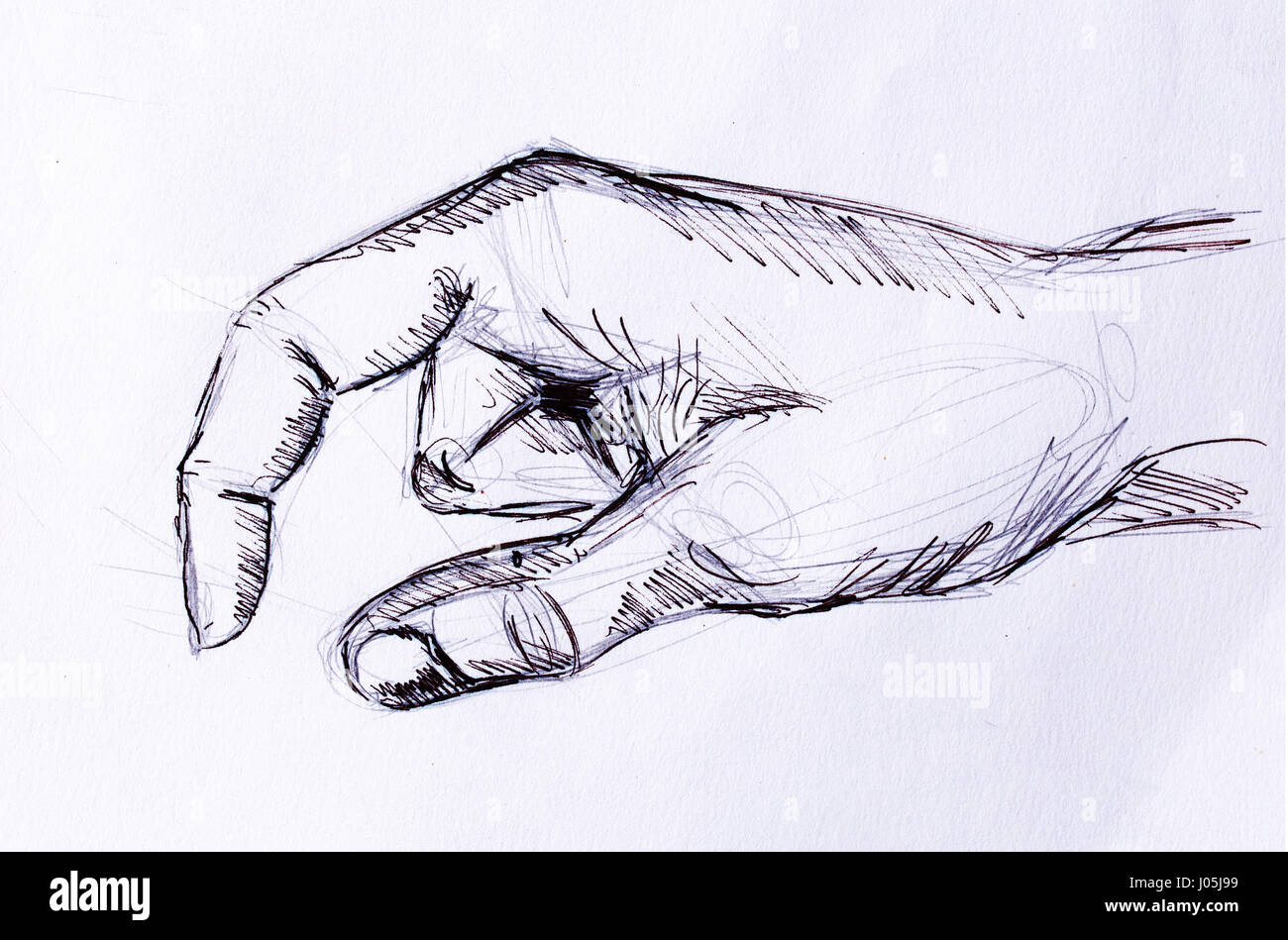 Drawing hand, pencil sketch on old paper Stock Photo - Alamy