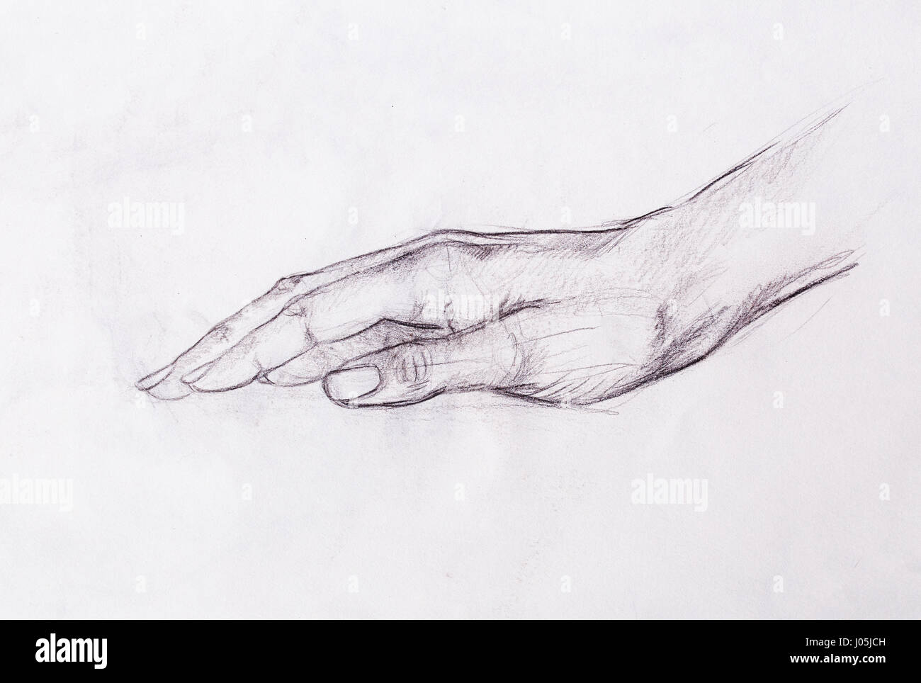 Drawing hand, pencil sketch on old paper Stock Photo - Alamy