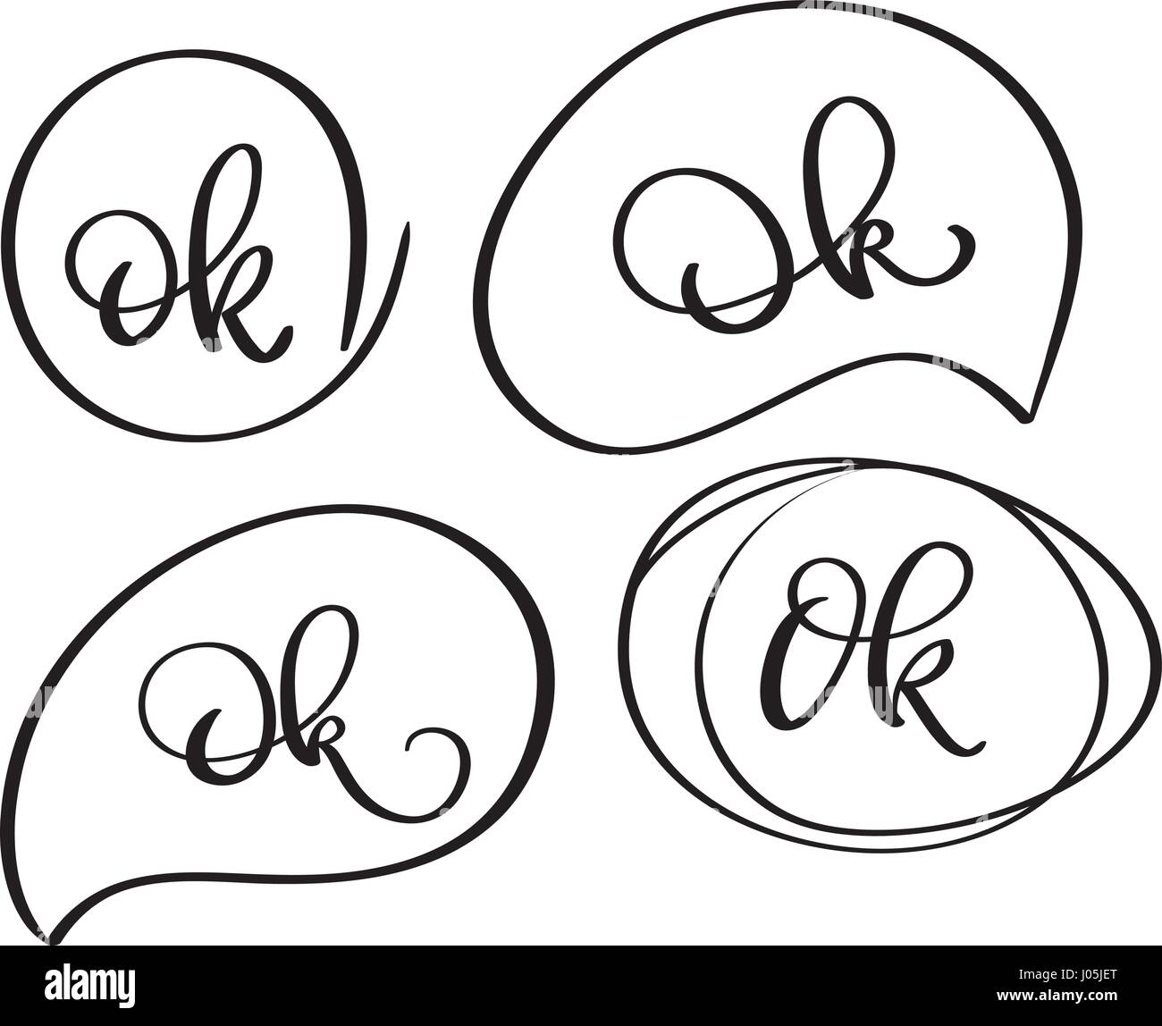 Ok vector word on white background. Hand drawn vintage Calligraphy ...