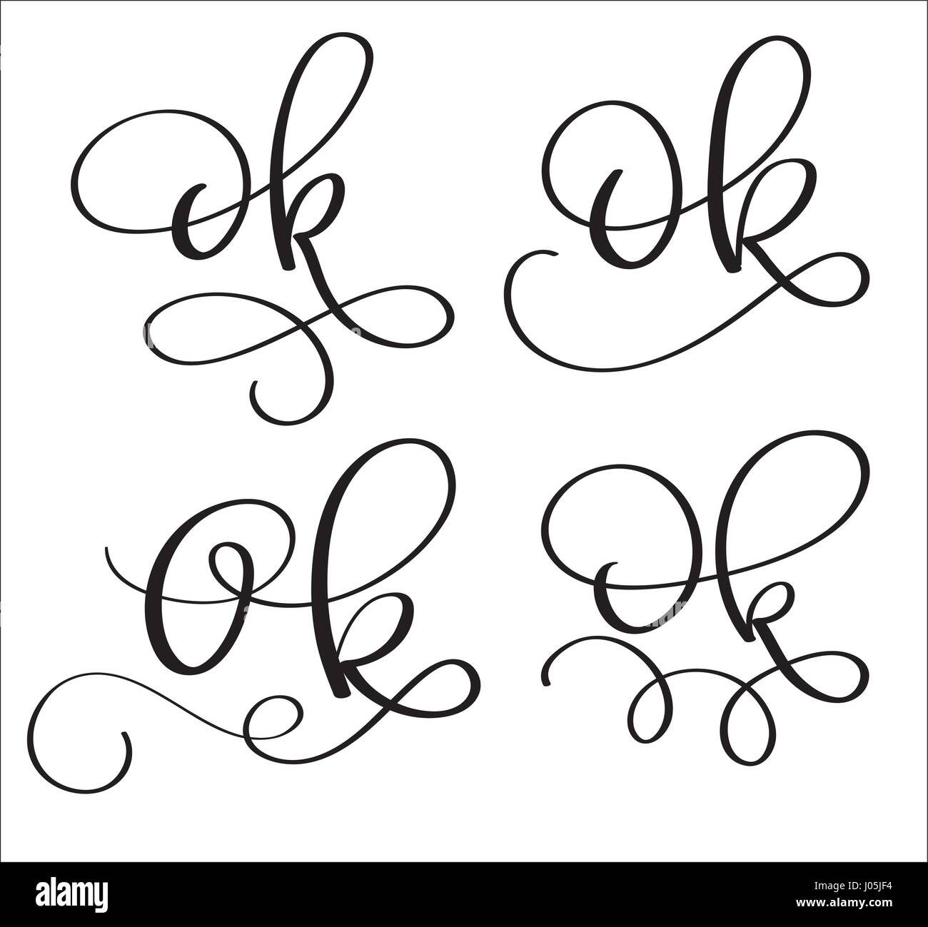 Ok vector word on white background. Hand drawn vintage Calligraphy ...
