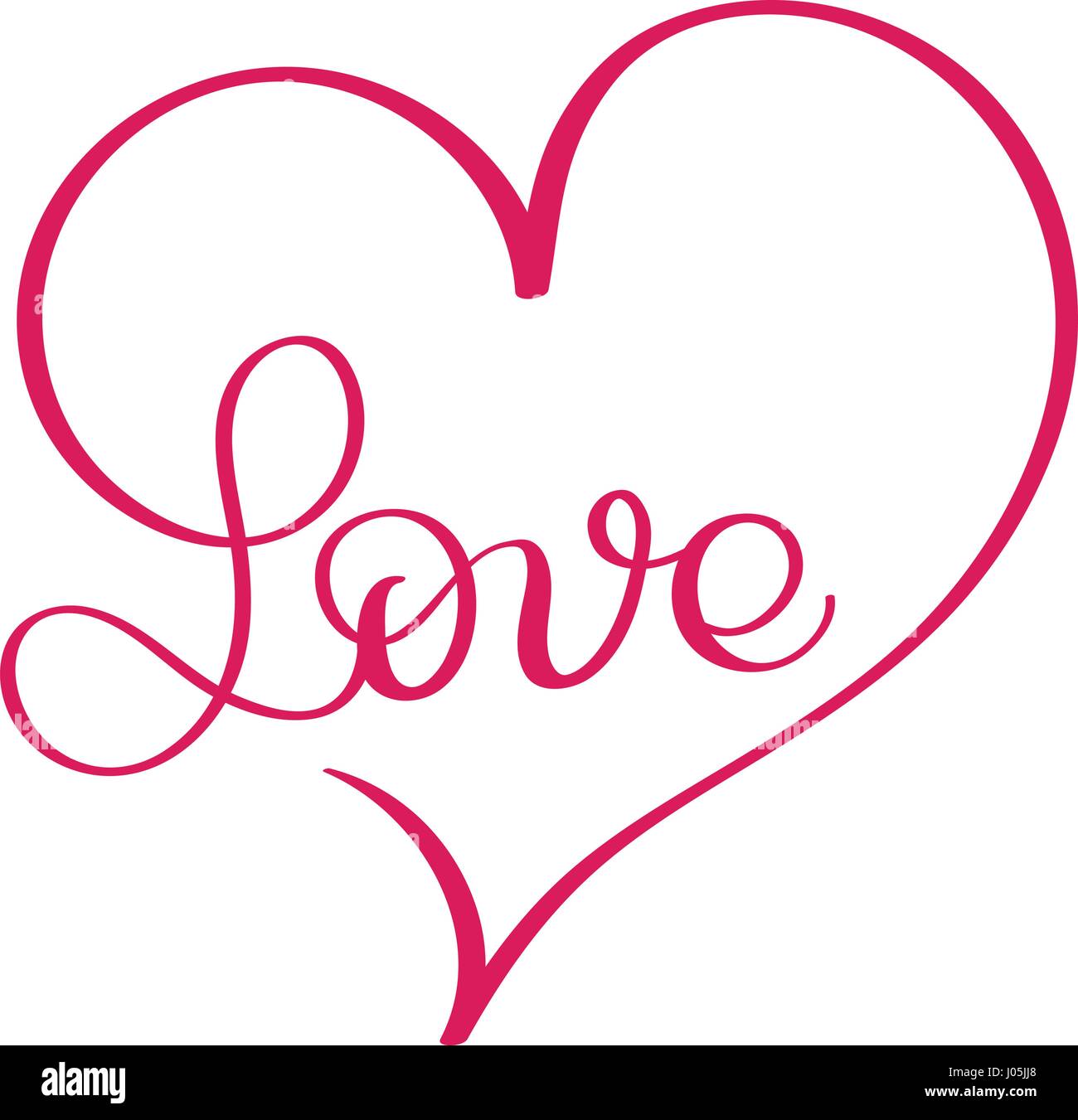Love word in red heart. Vector calligraphy and lettering EPS10 Stock ...