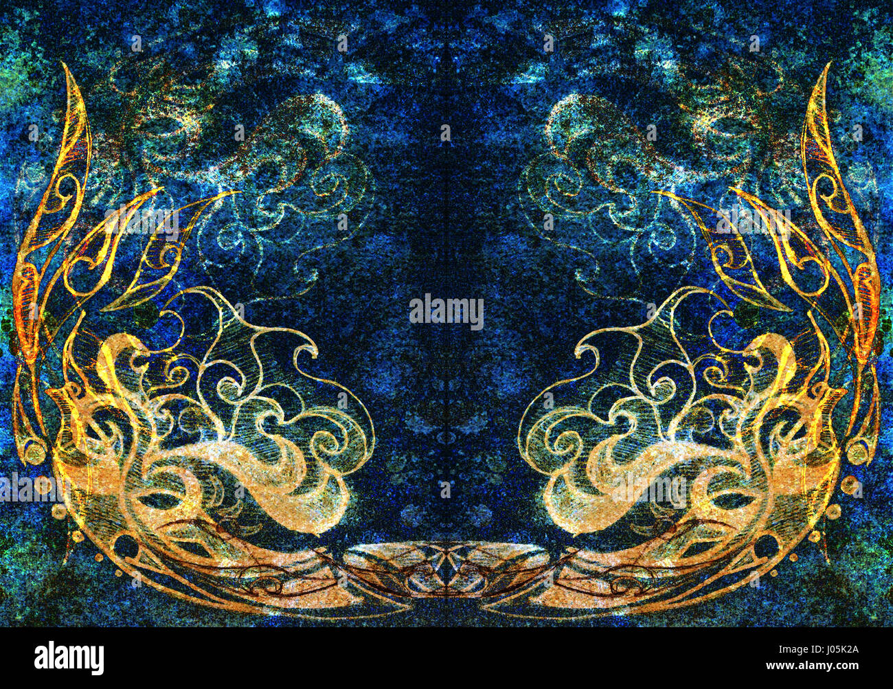 Ornamental Drawing. Original hand draw and computer collage. Color ...