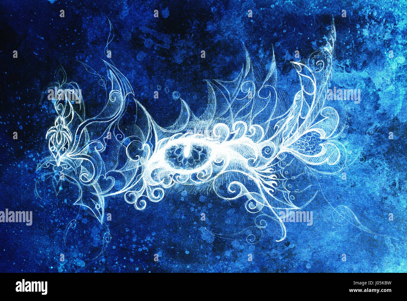 Mystic eye and beautiful ornamental. Drawing on old paper, original ...