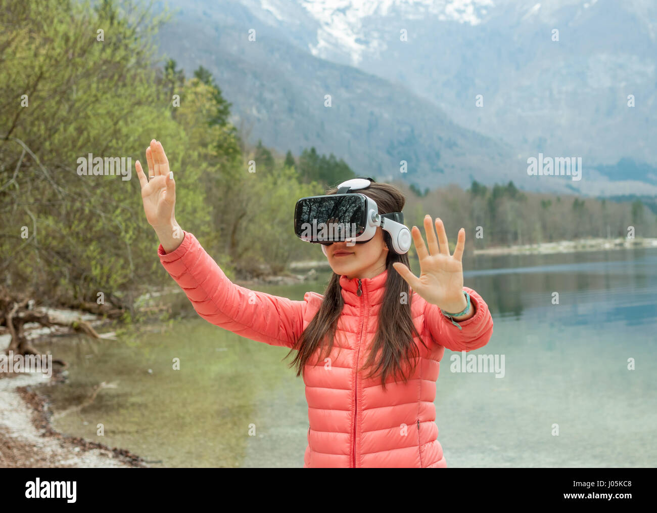 young woman in VR glasses Stock Photo - Alamy