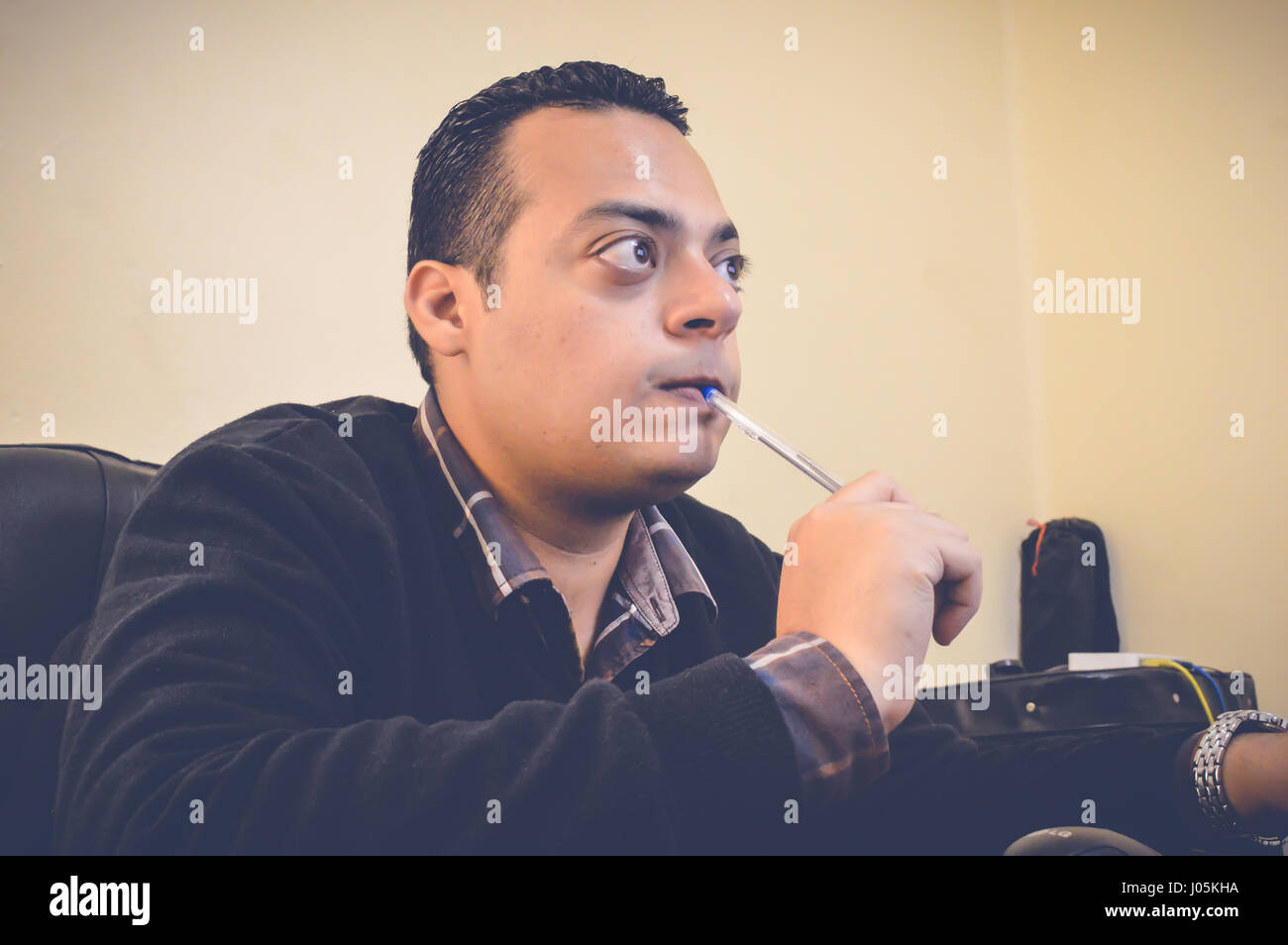 young business man thinking about work Stock Photo - Alamy