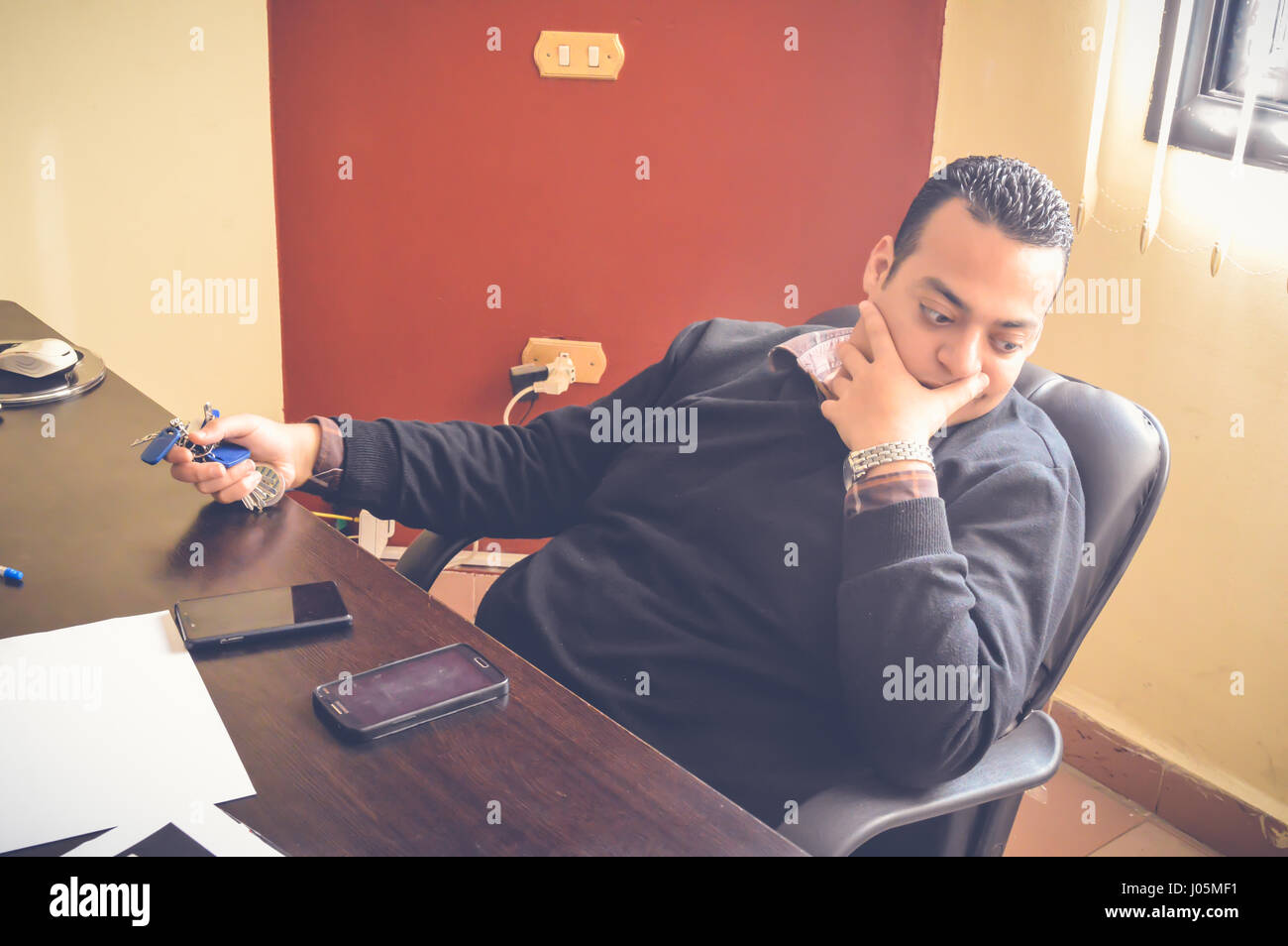 young business man thinking about work Stock Photo - Alamy