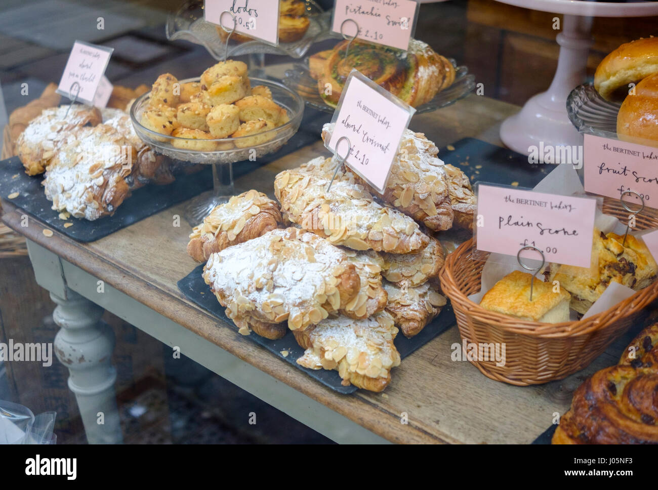 Window display at Bertinet Bakery Bath Somerset England UK Stock Photo ...