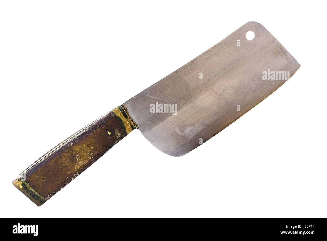Single used cleaver isolated on white background Stock Photo - Alamy