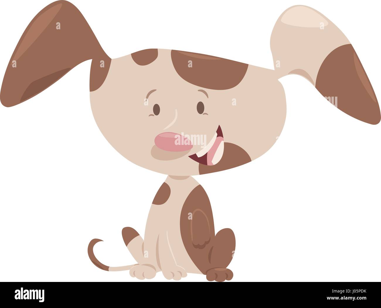 Cartoon Illustration of Happy Spotted Puppy Animal Character Stock ...