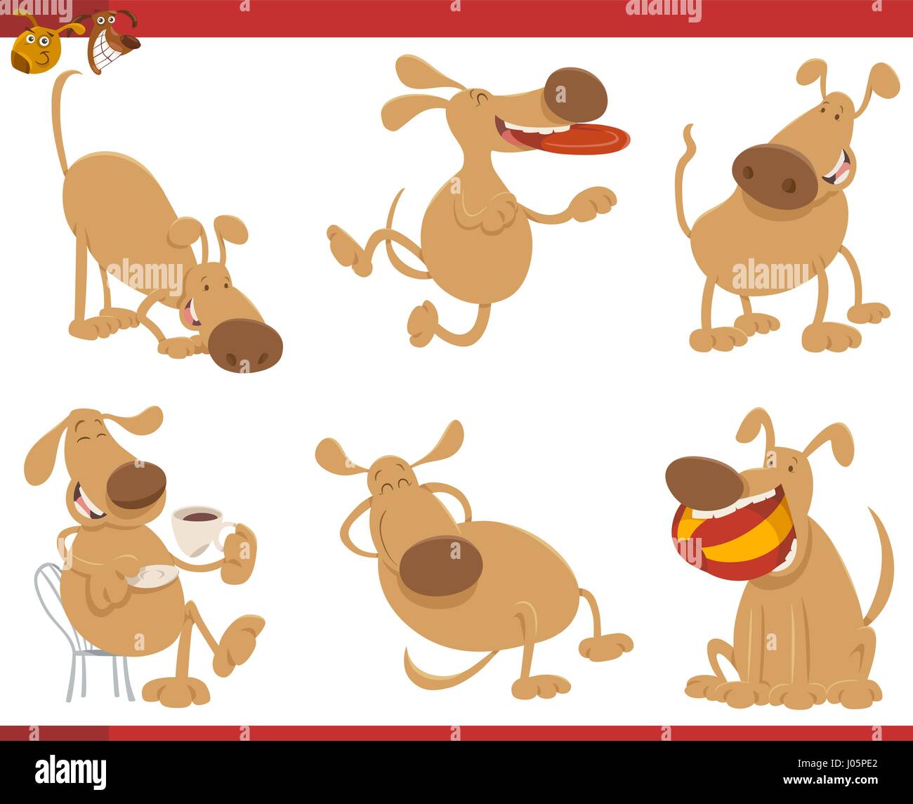 Cartoon Illustration of Cute Dogs or Puppies Pet Characters Set Stock ...