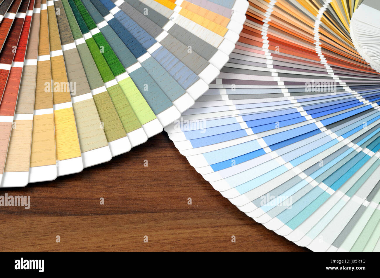 Color swatches on a table Stock Photo - Alamy
