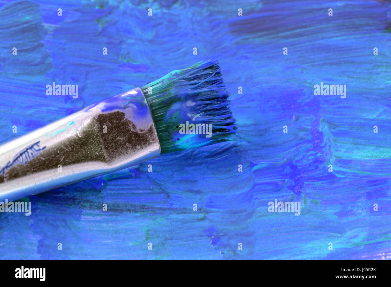 abstract blue painting with paintbrush. done by me Stock Photo - Alamy