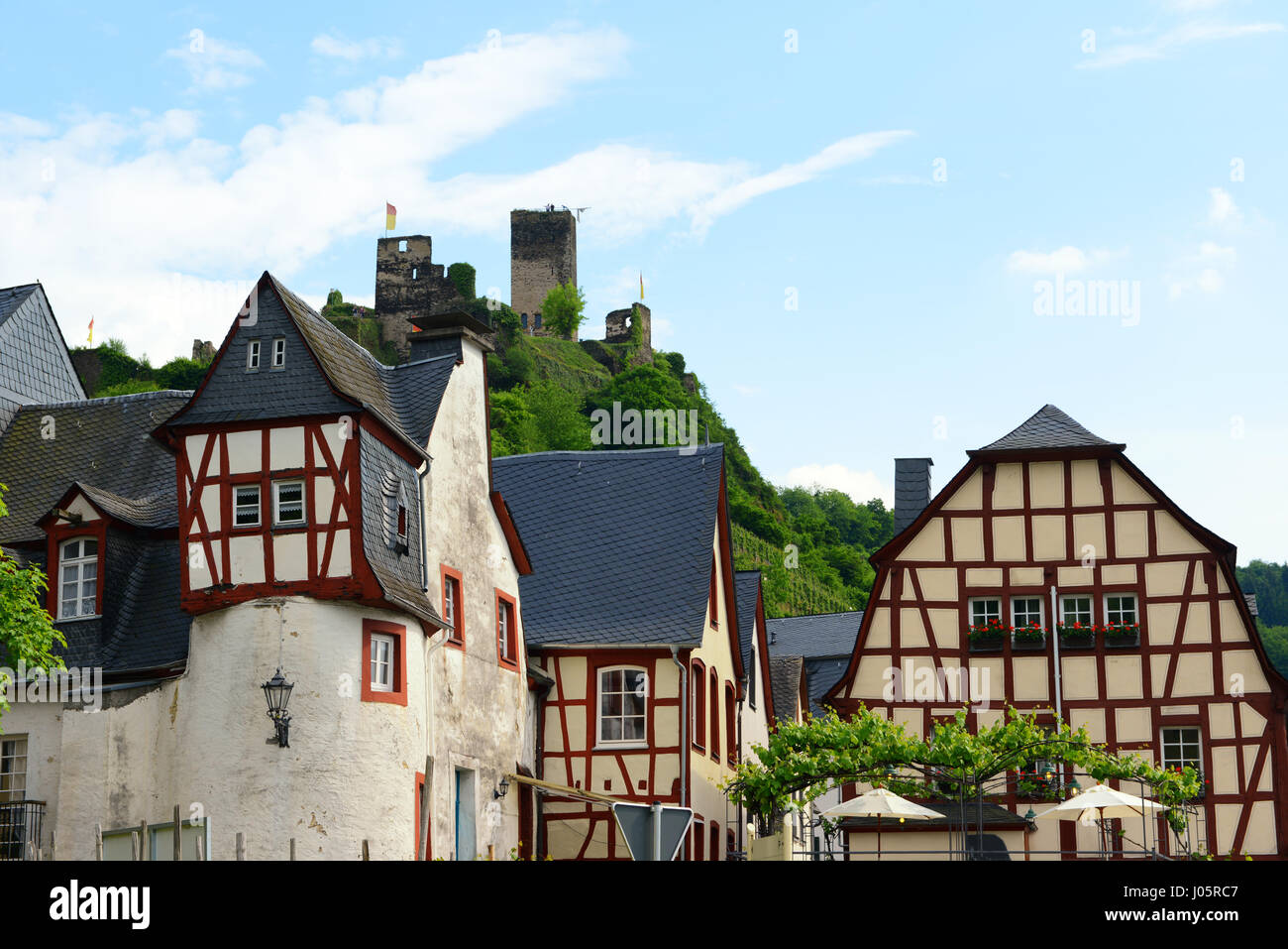 Village Beilstein at Mosel River, next to Cochem in Mosel Valley ...