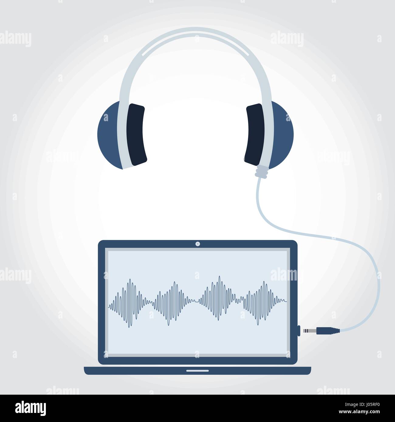Headphones on computer Stock Vector Images - Alamy
