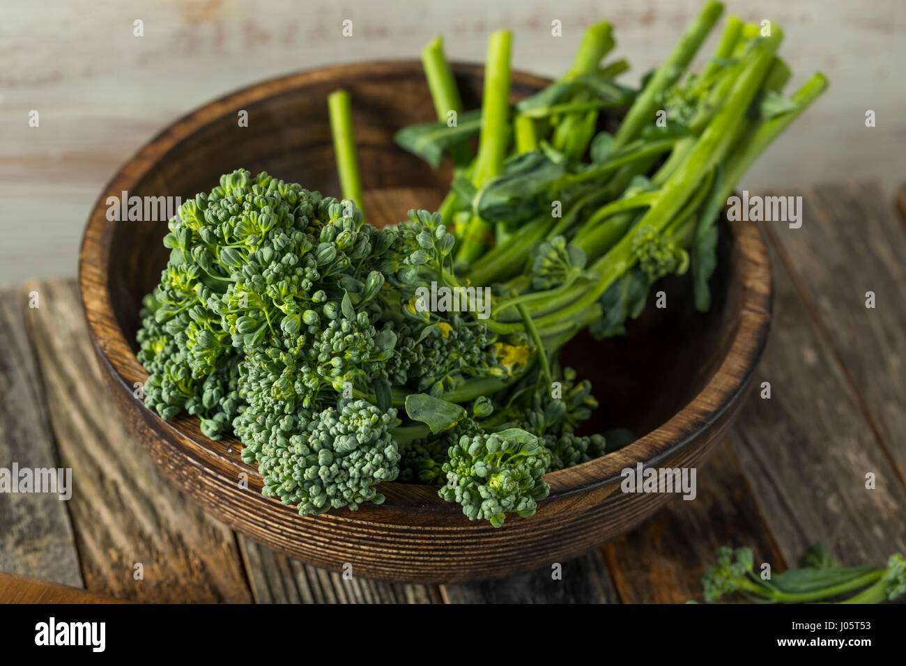 Raw Green Organic Broccolini REady to Cook With Stock Photo - Alamy
