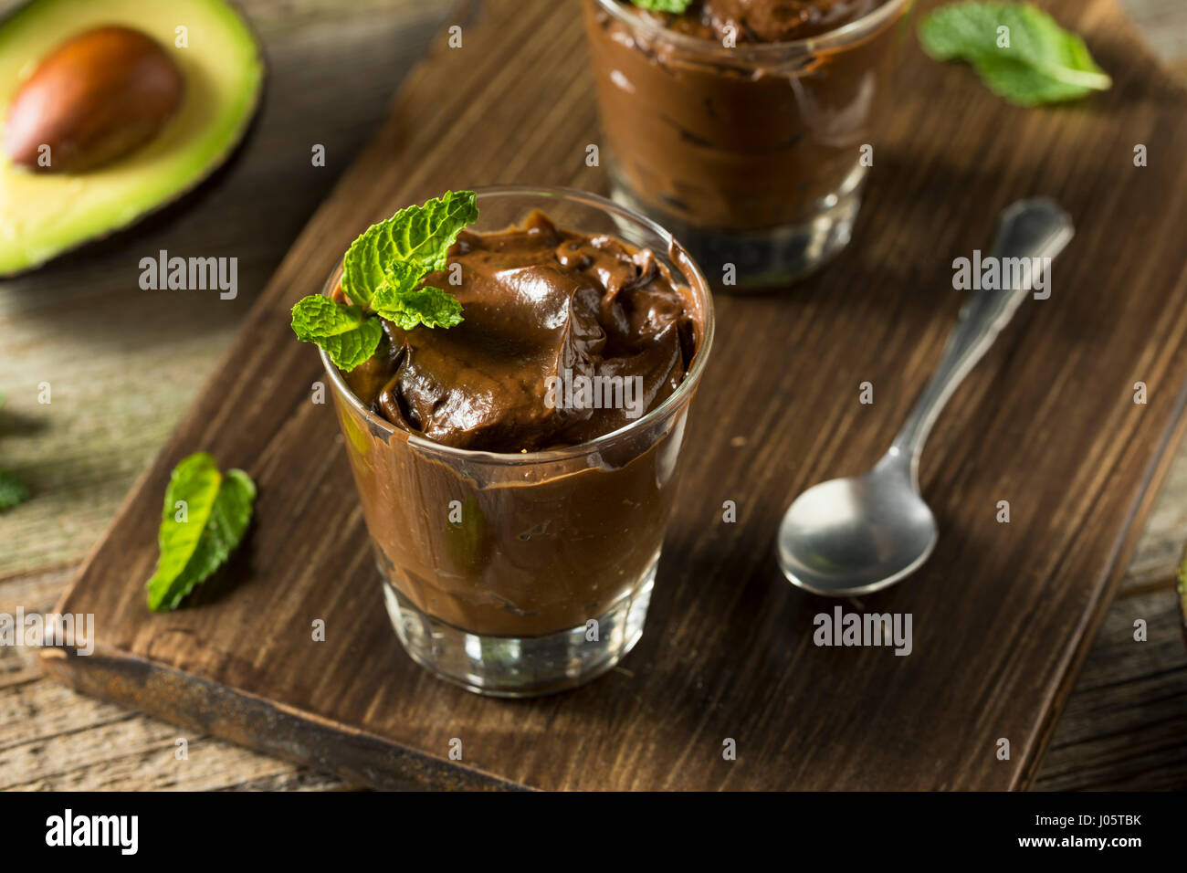 Organic Healthy Homemade Avocado Pudding with Mint Stock Photo - Alamy